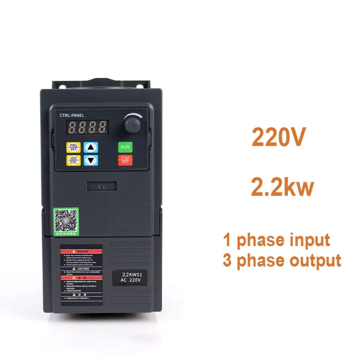 VFD Variable Frequency Drive 220V 2.2KW Input 1 Phase to Output 3 Phases – IconPower